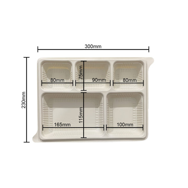 5 Compartment Container with Lid | Eco Tableware Australia